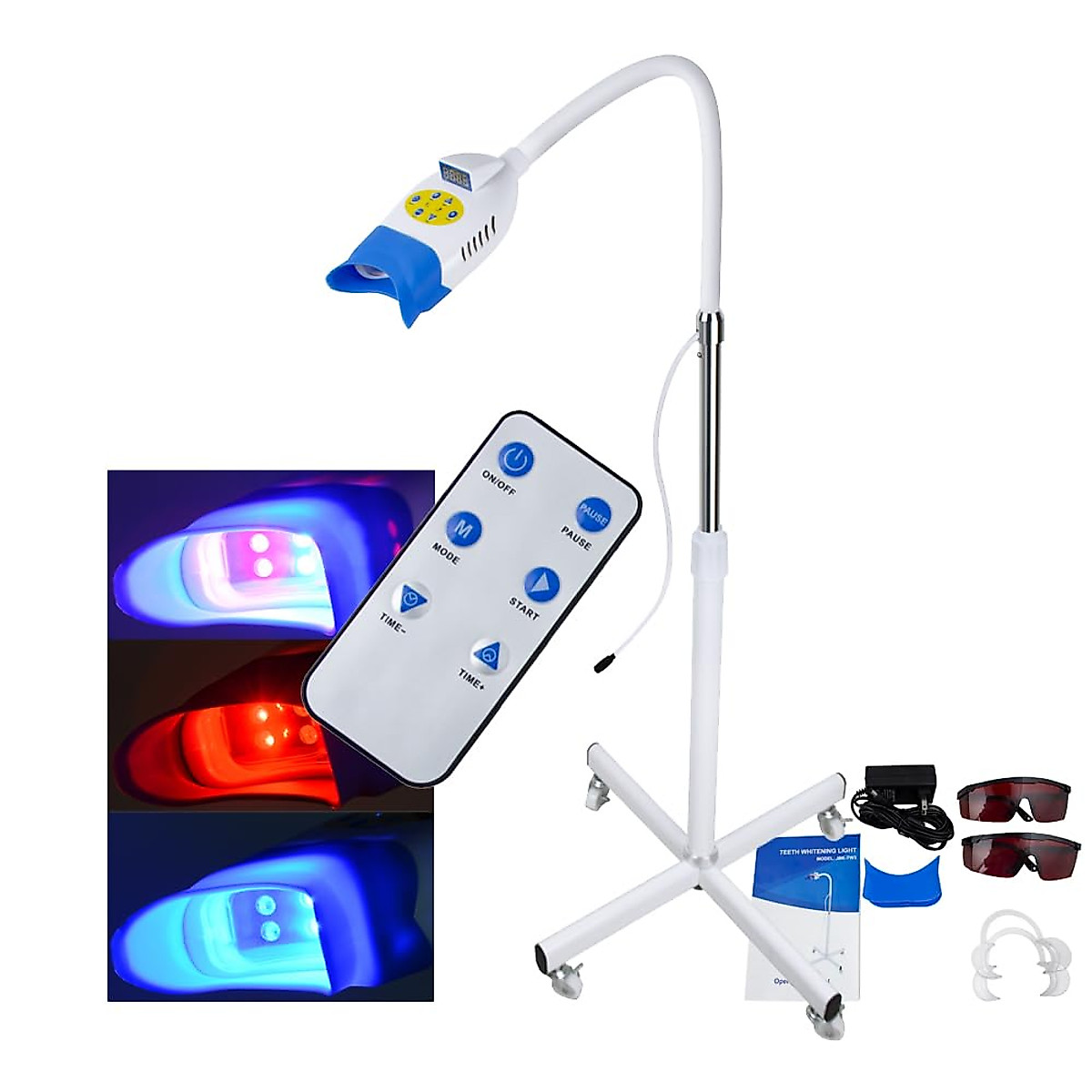 Fencia Teeth Whitening Light, Mobile Dental Teeth LED Whitening Lamp Professional, Oral Care Teeth Whitening Machine LED Cold Bleaching Accelerator Tooth Whitener Blue/Red Light System