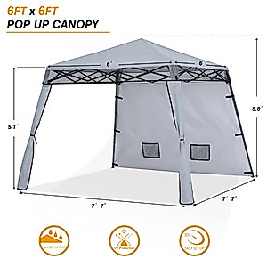 COOSHADE Compact Lightweight Backpack Canopy Sun Protection Pop-Up Shelter Slant Leg Beach Tent 8 x 8 ft Base / 6 x 6 ft Top(Grey)