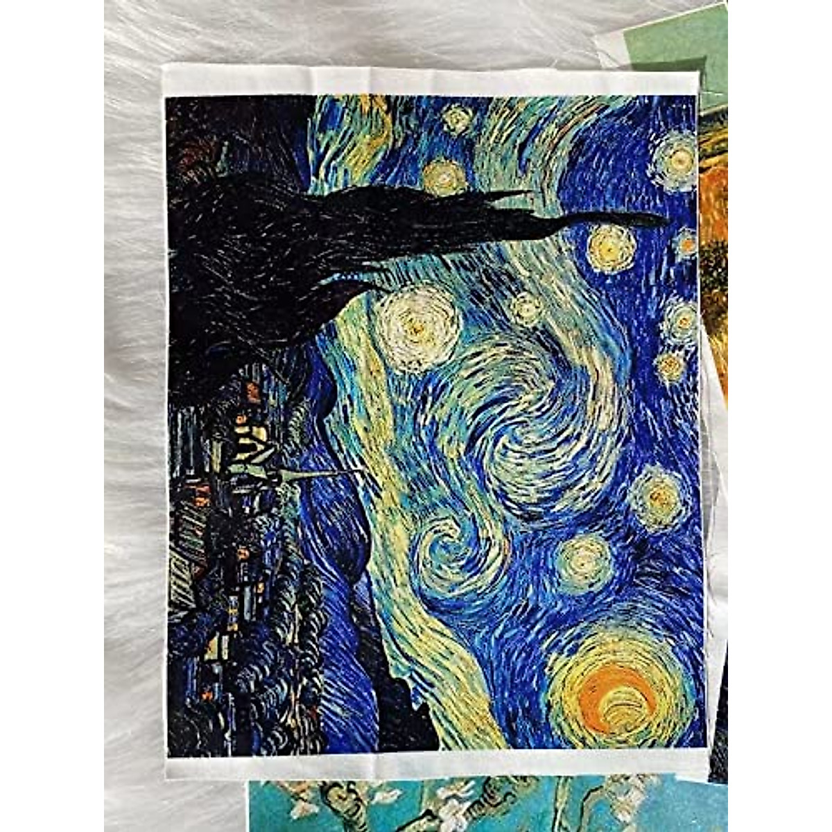 7 pcs of 20x25cm Cotton Twill Fabric Printed Painting of Van Gogh Cotton Twill Fabric for Sewing,Twill Fabric for Making Bags, Quilting,Wall Decor,Cotton DIY Sewing Materials Fabric