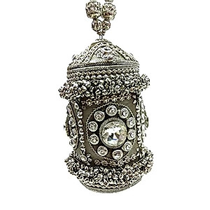 Women/Girl Bridal Party Bag Clutch Handmade metal Potali Handbag purse Hand clutch fully beaded Crystal Rhinestones (Silver)