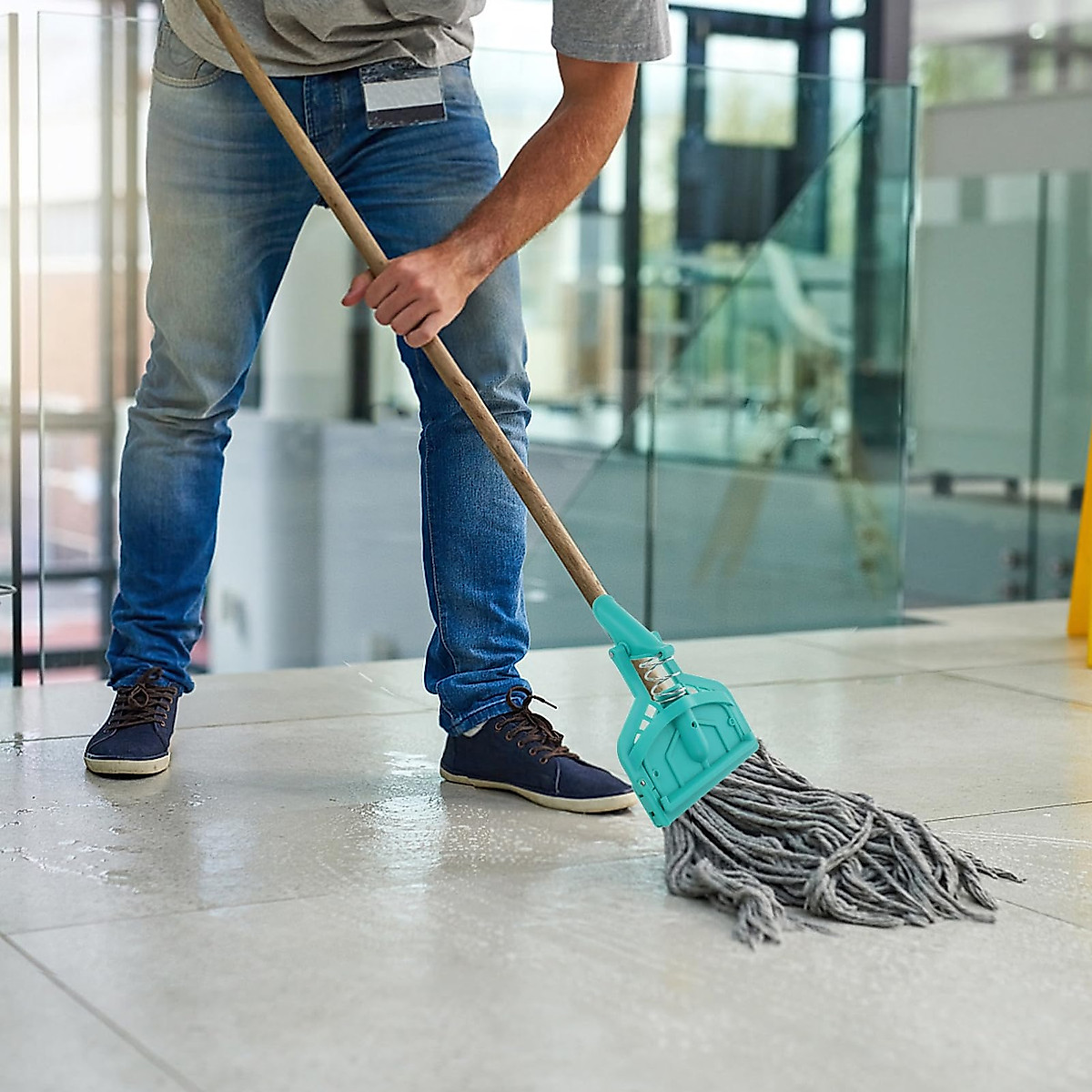 LIFKOME Commercial Mop Clamps Gripper Mop Heavy Duty Mop Head Clamps Replacement Mop Head Clip Change Mop Head for Floor Cleaning Home Bathroom Kitchen Green