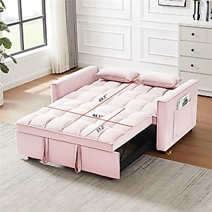 ylyajy Double Sofa Bed,Small Love Seat Lounge Sofa with Reclining Backrest, Pillows 3 in 1 Convertible Sleeper Sofa Bed