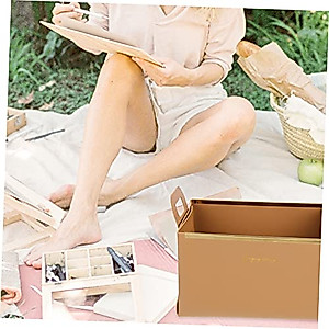 Cabilock 2pcs Leather Storage Basket Desk Containers Nightstand Decor Small Storage Container Foldable Storage Bins with Lids Snack Container Closet Storage Baskets Kitchen Storage Box