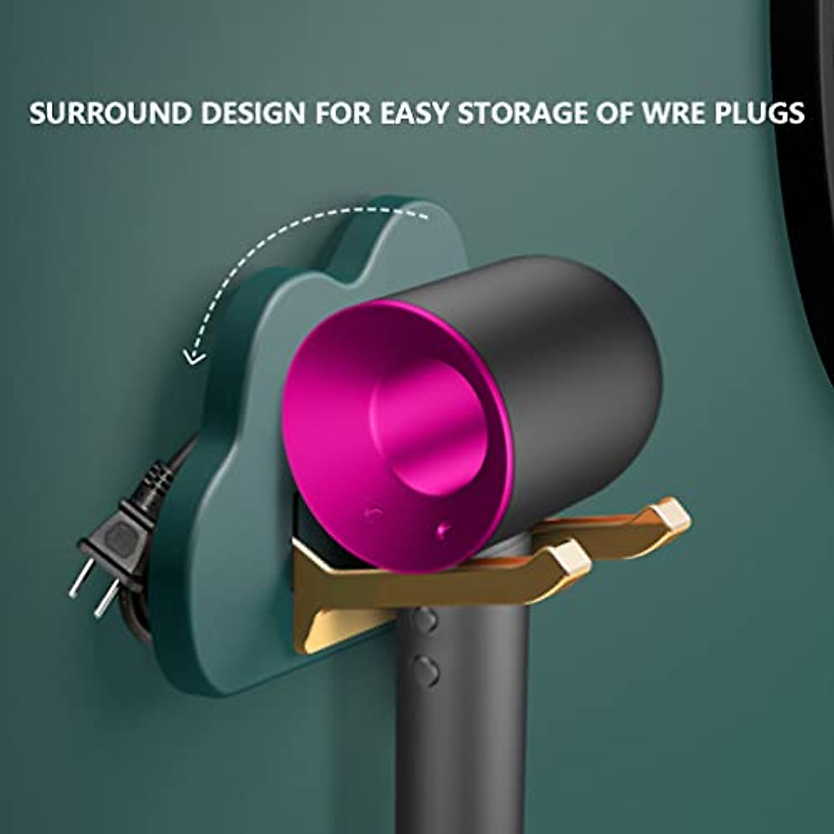 Sluoch Adhesive Hair Dryer Holder - Stick on Wall or Wall Mount Bathroom Hair Blow Dryer Rack Organizer Compatible with Hair Dryers (White)