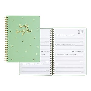 Letts Celebrate Weekly/Monthly Planner, 12 Months, January to December, 2024, Gold Twin-Wire Binding, A5 Size, 8.25" x 5.875", Multilingual, Mint (C082187-24)