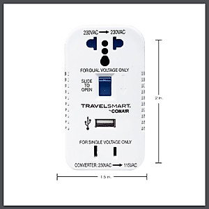 INFINITIPRO by Conair Travel Voltage Converter with Adapter Plugs for Hair Styling Tools & Appliances by Travel Smart