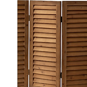 SOFE Wood Short Privacy Screen Indoor, 2.6 Ft Tall Shutters Folding Room Dividers 3 Panel, Brown Room Partitions and Dividers Freestanding, Farmhouse Foldable Wall for Home Bedroom Office