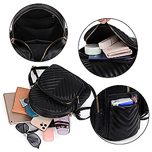 UTO Backpack Purse for Women Quilted Leather Vegan Small Girls Daypack Travel Shoulder Bag Fashion Ladies Satchel