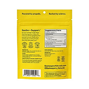 Soothing Honey Cough Drops - Immune Support with Vitamin D, Zinc and Propolis - by Beekeeper's Naturals - Throat Soothing Lozenges, 14 Ct