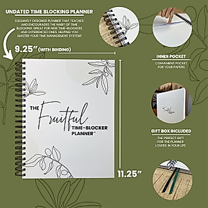 52-Weeks Undated, Time Blocking Planner, Increase Productivity and Improve Time Management, Set Annual & Monthly Goals, Hardcover, Wire Bound, Instructions on How to Time Block (White Matte)