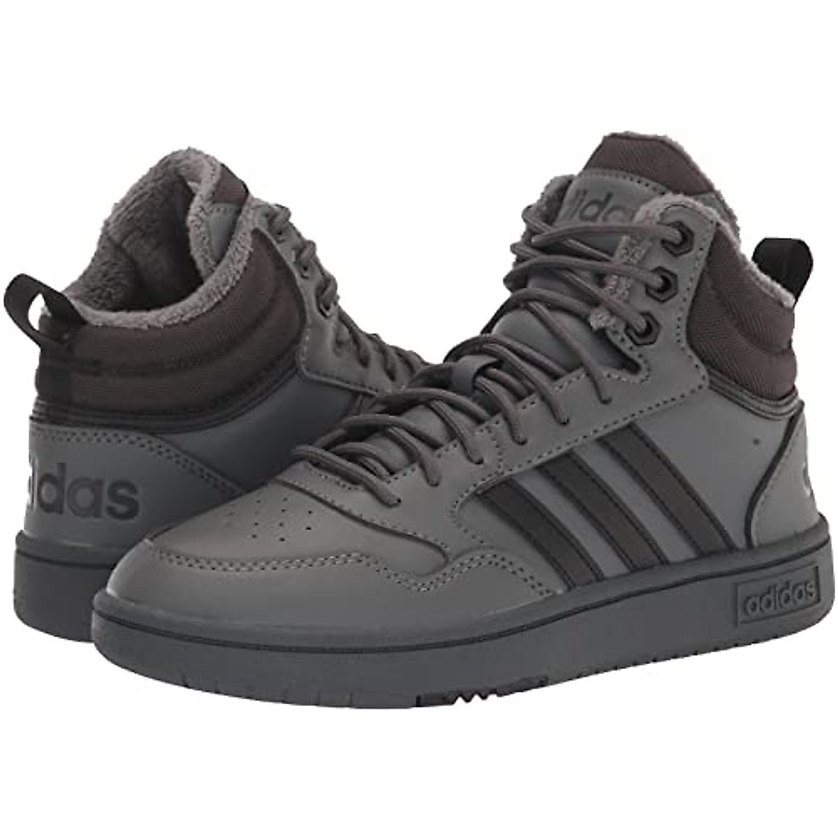 adidas Women's Hoops 3.0 Mid Basketball Shoe, Grey/Black/Carbon, 9