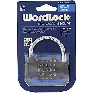 Wordlock PL-004-BK 01336000854 Combination Padlock, 1 Pack, Black