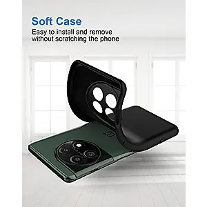 Foluu Silicone Case for OnePlus 11, Liquid Gel Rubber Bumper Case with Soft Microfiber Lining Cushion Slim Hard Shell Shockproof Protective Cover for OnePlus 11 5G 2023 (Black)