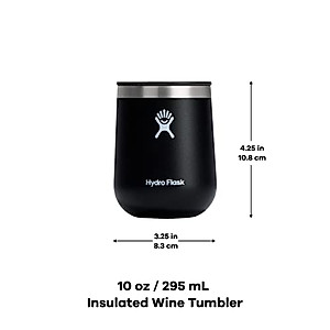 Hydro Flask 10 oz Ceramic Reusable Wine Cup with Lid Wine Tumbler Black - Vacuum Insulated, Dishwasher Safe, BPA-Free, Non-Toxic