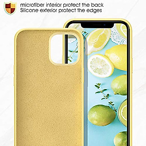 MILPROX Compatible with iPhone 12 Case and iPhone 12 Pro Silicone Cases (2020), Microfiber Cloth Lining Silicone Gel Shell Case - Lemon Yellow
