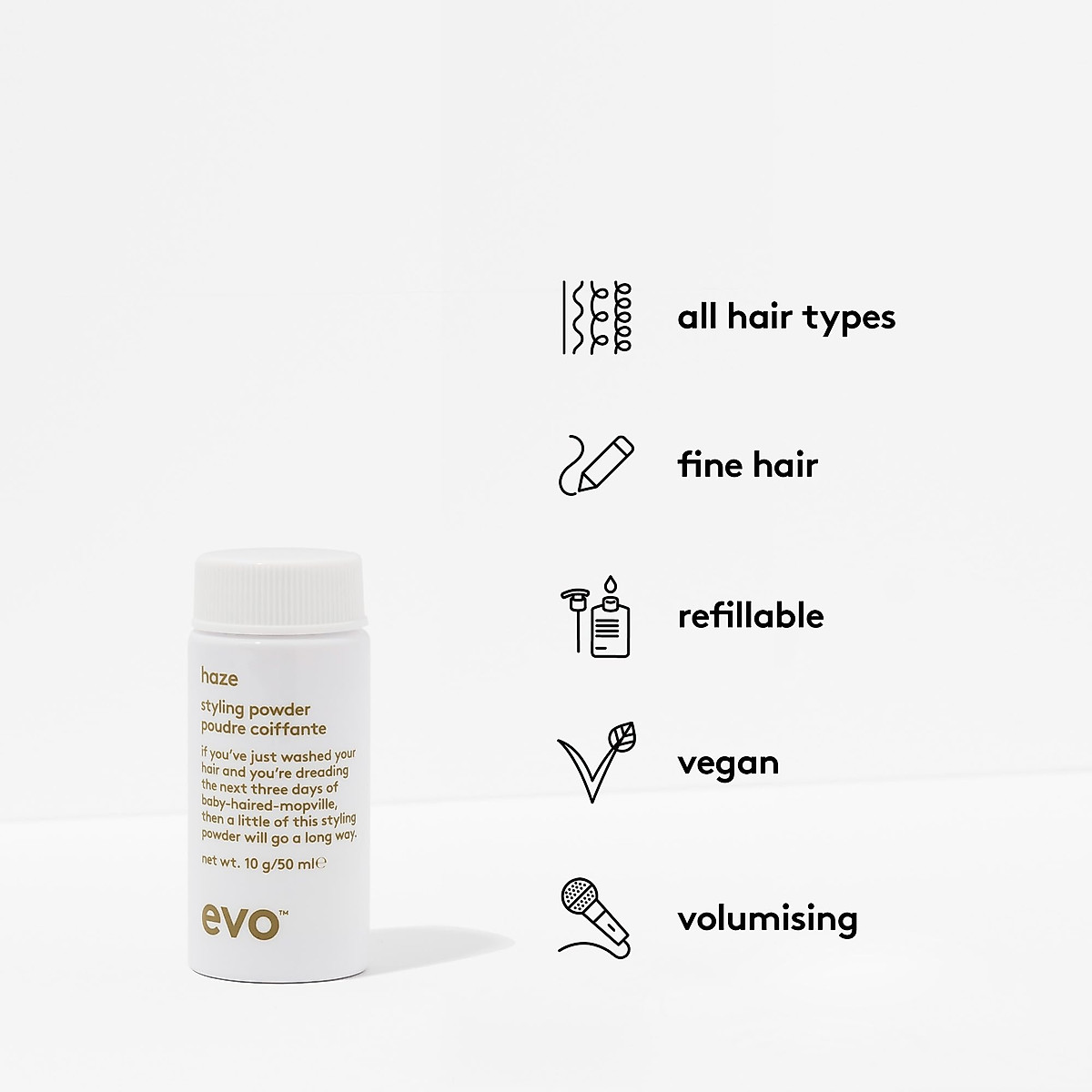 EVO Haze Styling Powder Spray Pump Refill - Hair Texture & Volume Spray - Volumizing with Matte Finish - 50ml / 10g