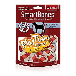 Smart Bones PlayTime Chews, Rawhide Free Dog Chews, Treats for Dogs Made With Real Chicken, 10 Count Small