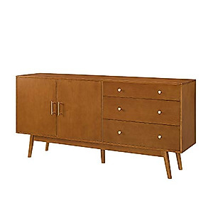 Walker Edison Mid-Century Modern Wood Kitchen Buffet Sideboard Entryway Serving Storage Cabinet Doors-Dining Room Console, 70 Inch, Acorn