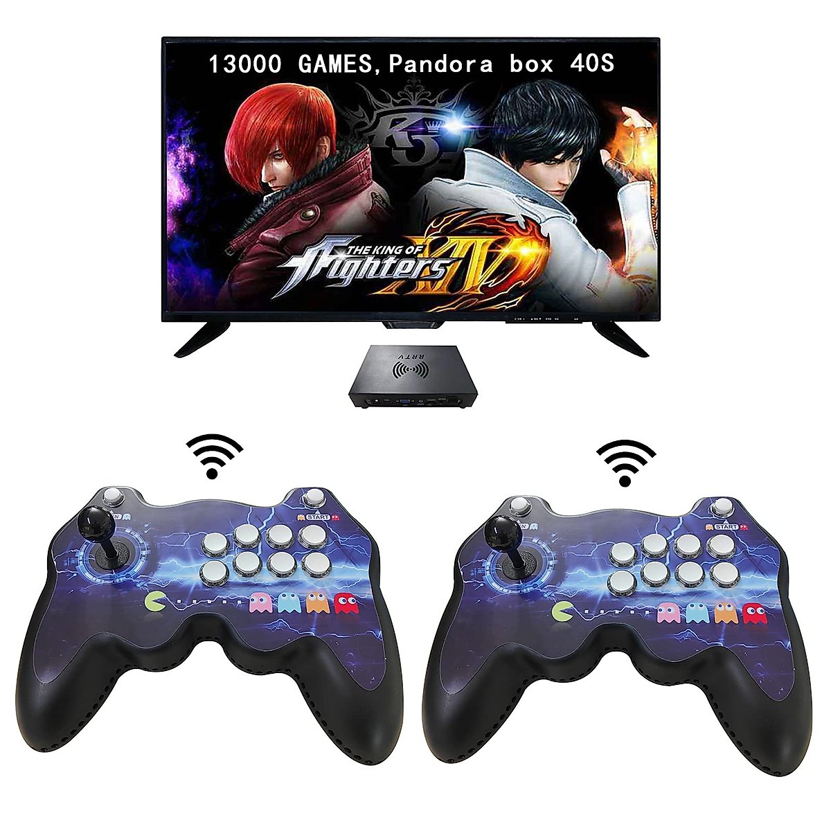 RegiisJoy 13000 in 1 Wireless Pandora Box 40S Bluetooth Arcade Game Console for PC & Projector & TV, 2-4 Players, 1280X720, 3D Games, Search/Hide/Save/Load/Pause Games, Favorite List