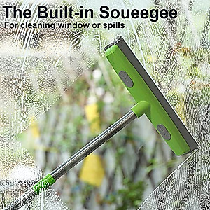 Rubber Broom with Squeegee for Carpet Pet Hair Remover and Floor Scrub Brush with 58" Long Handle,Brush for Cleaning Bathroom,Patio,Hardwood Floor