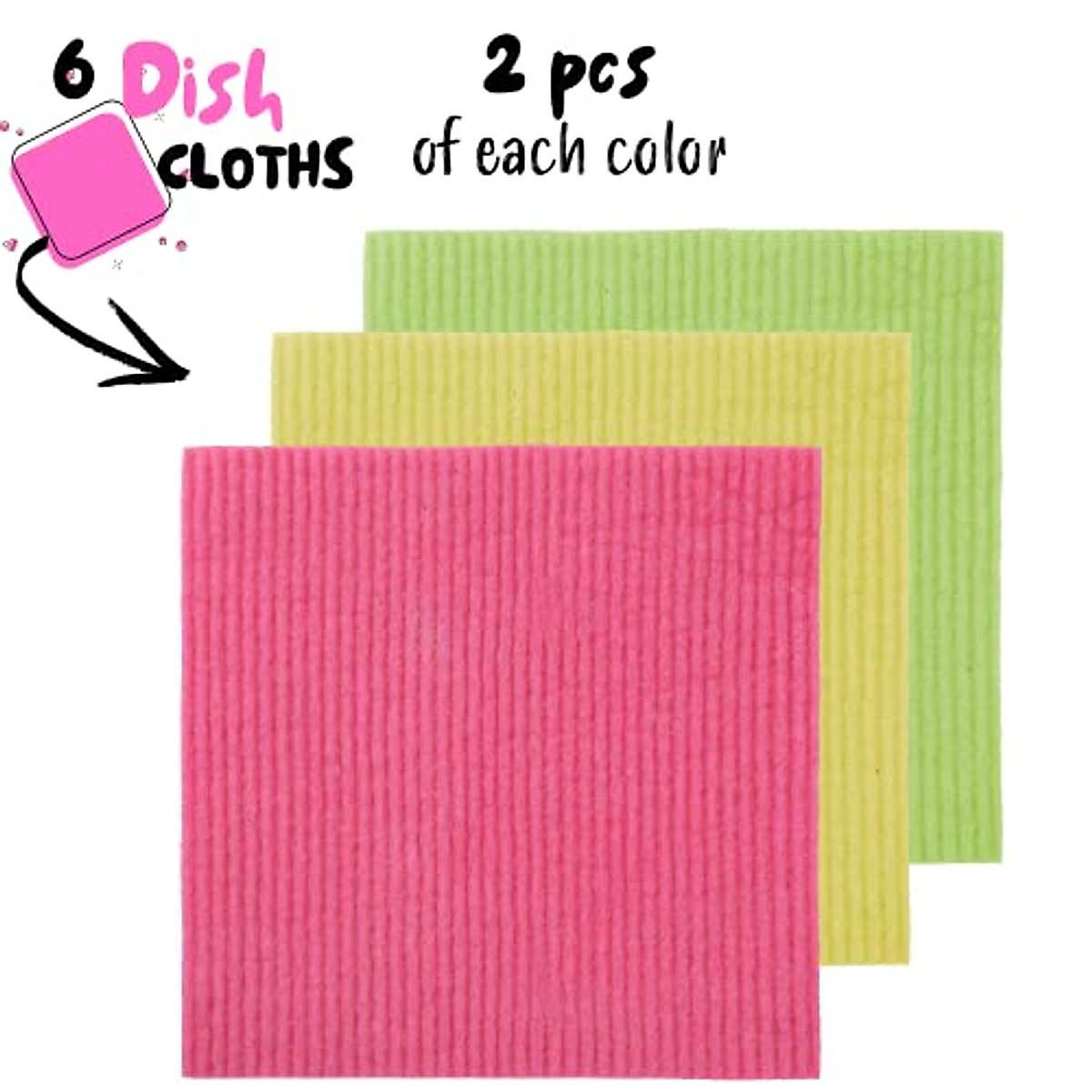 Mr. Pen- Dish Cloths, 6 pcs, Reusable Paper Towels, Absorbent Kitchen Towels, Dishcloths for Kitchen, Cellulose Sponge Cloths, Dish Drying Towels, Kitchen Cleaning Cloths, Sponge Cloth, Dish Rag.