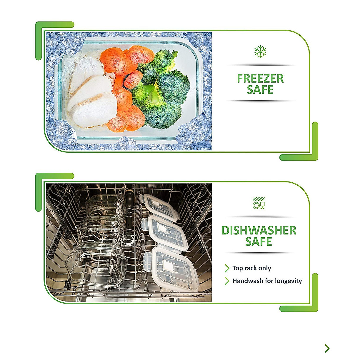 [5-pack, 30oz] Glass Container Food Storage Containers with Lids - Leak Proof Meal Prep Container Glass Lunch Containers - Freezer Containers Microwave Oven Dishwasher Safe