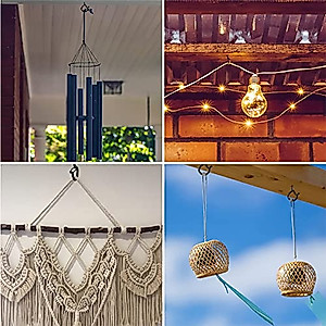 Ansxiy 10 PCS 3 inches Q-Hanger Hooks with Safety Buckle, Screw Hooks for Outdoor String Lights, Ceiling Hooks for Hanging Plants, Black