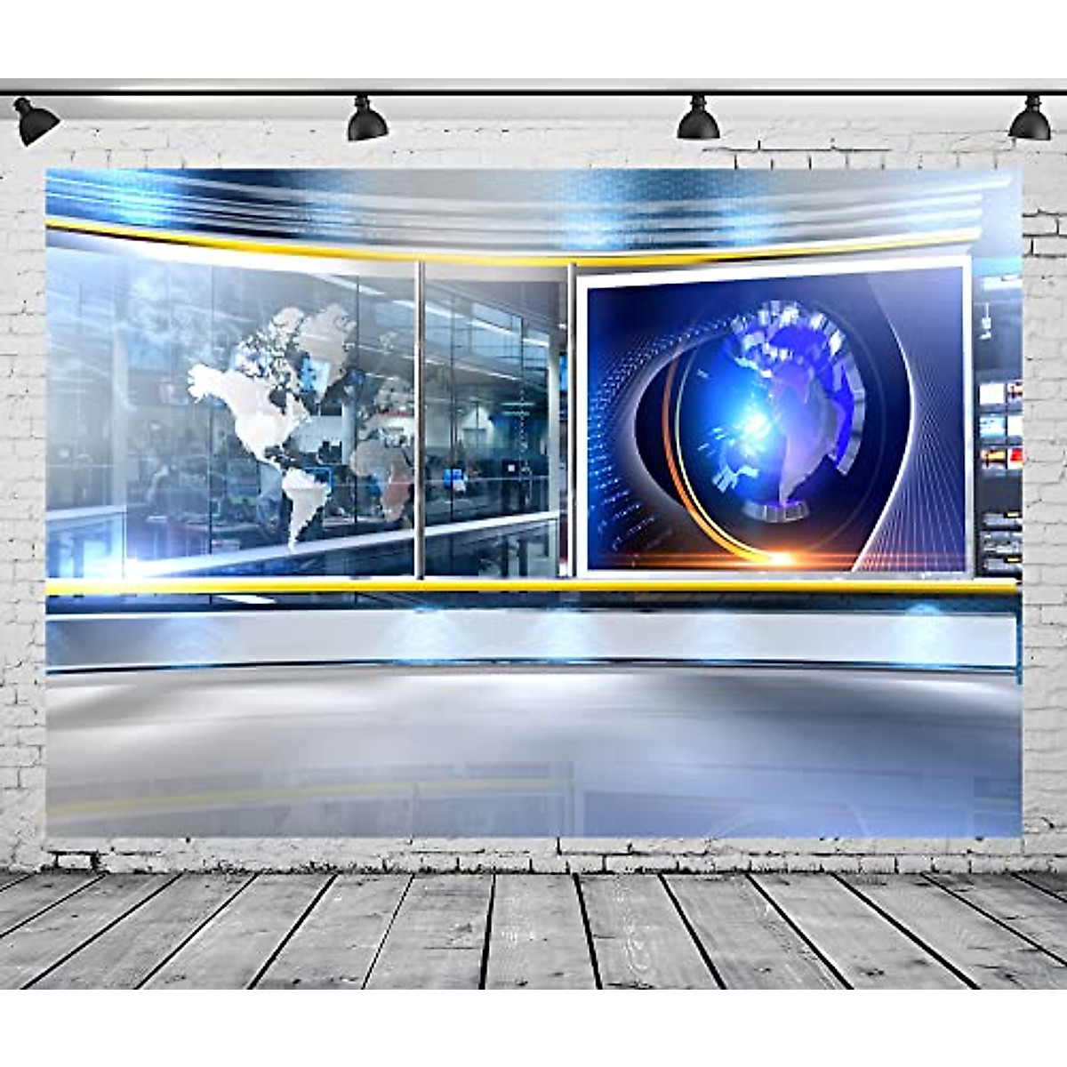 Loccor 8x6ft News Broadcast Backdrop Fabric Studio TV Global Breaking News Broadcasting Hall Backdrop Media Program Reporter Interview Photography Background Business Person Video Record Photo Props