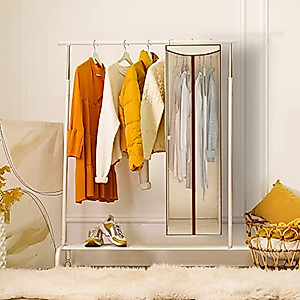 STORAGE MANIAC 2-Pack Hanging Garment Bag, Long Garment Cover for Closet, Clear Garment Bags for Storage, Large Garment Storage Bag for Dresses, Suits, Gown, Coat, Uniforms, Zipper Cover with Sealed Clear Window, Beige