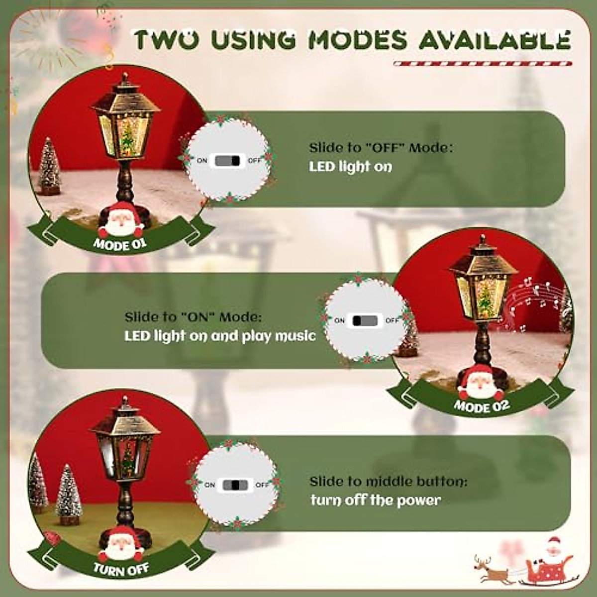 Christmas Musical Snow Globe Lantern Lighted Water Glittering Lantern with 8 Christmas Songs, USB & Battery Operated Musical Snow Globe Christmas Decoration Adults Kids (Christmas Tree)