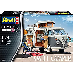 Revell RV07674 07674 VW T1 Camper Model kit 1:24 Scale, Unpainted