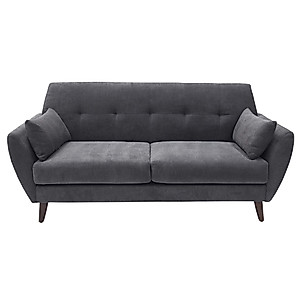 Serta Artesia Collection Midcentury Modern Sofa with Tapered Legs, Easy to Clean, Microfiber Couch Fabric, Durable Hardwood Construction, 61" Loveseat, Dark Gray