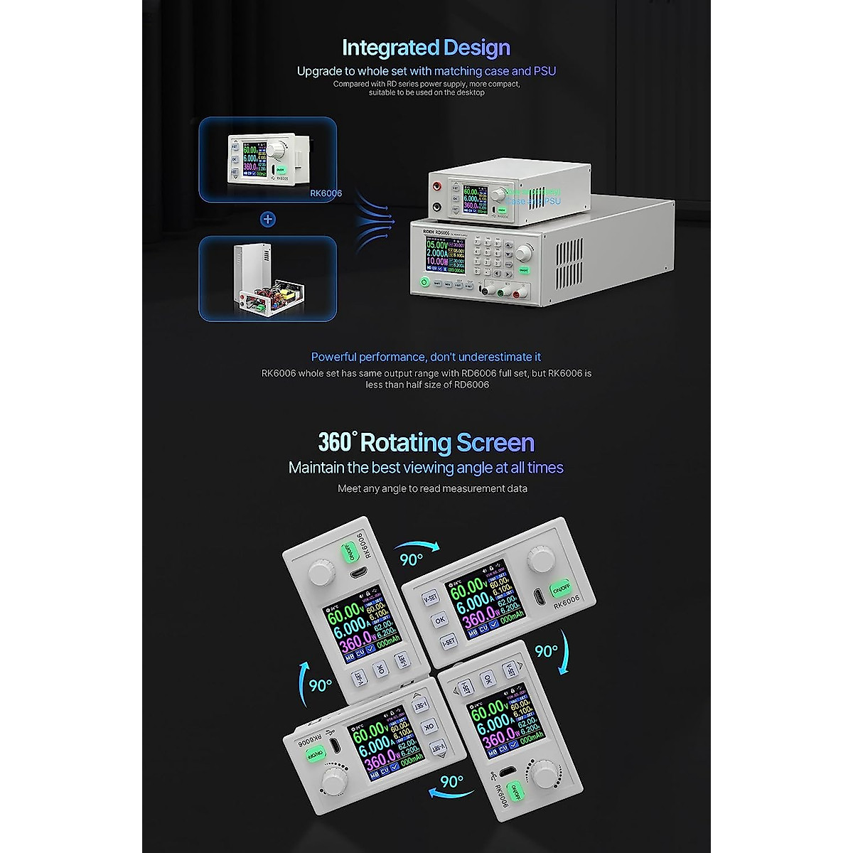 RK6006 60V 6A Adjustable DC-DC Buck Converter | 4-Digit Display | Bench Power Supply for Communication & Voltage Regulation