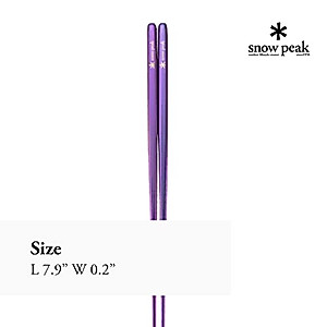 Snow Peak Titanium Chopsticks - Essential & Durable Camping Cutlery - Titanium Chopsticks with Carry Case for Convenient Storage & Packing - Utensils for Camping, HIking & Home - Purple