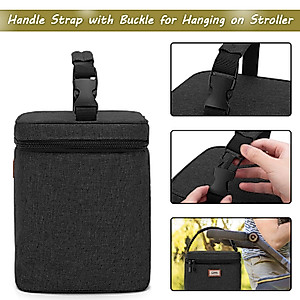 CURMIO Baby Bottles Cooler Bag with Ice Pack for 4 Bottles, up to 9 oz/270ml, Insulated Breastmilk Cooler and Ice Pack for Daycare Travel Nursing Mom,Black