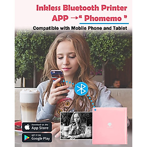 Phomemo-M02 Mini Pocket Printer- Bluetooth Wireless Thermal Portable Photo Printer, for Fun, Retro-Style Photos, Life Assistant, Good Gift, Pink