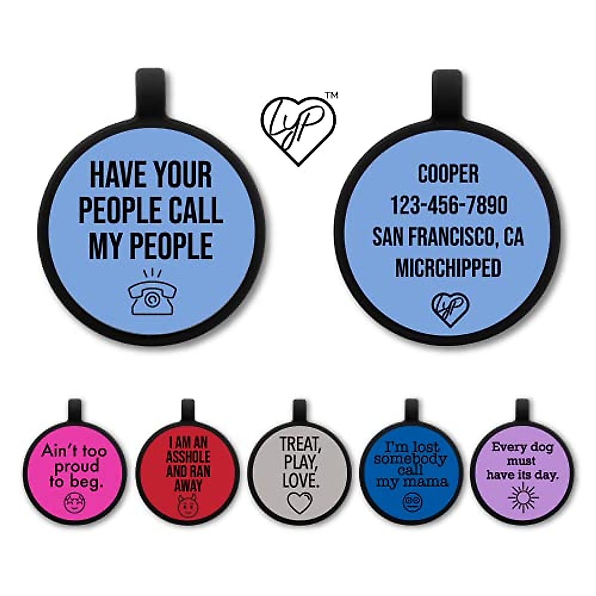Love Your Pets Soundless ÒPearls of WisdomÓ Pet Tag - Deep Engraved Silicone Ð Double Sided & Engraving Will Last - Pet ID Tags, Dog Tags, Cat Tags
