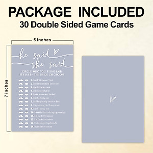 YKYENR He Said She Said Game Cards for Bridal Shower(30 Pcs), Minimalism Cement Gray Wedding Party Game Cards, Mr & Mrs, Engagement Party, Bridal Shower Party Games & Activities - D05