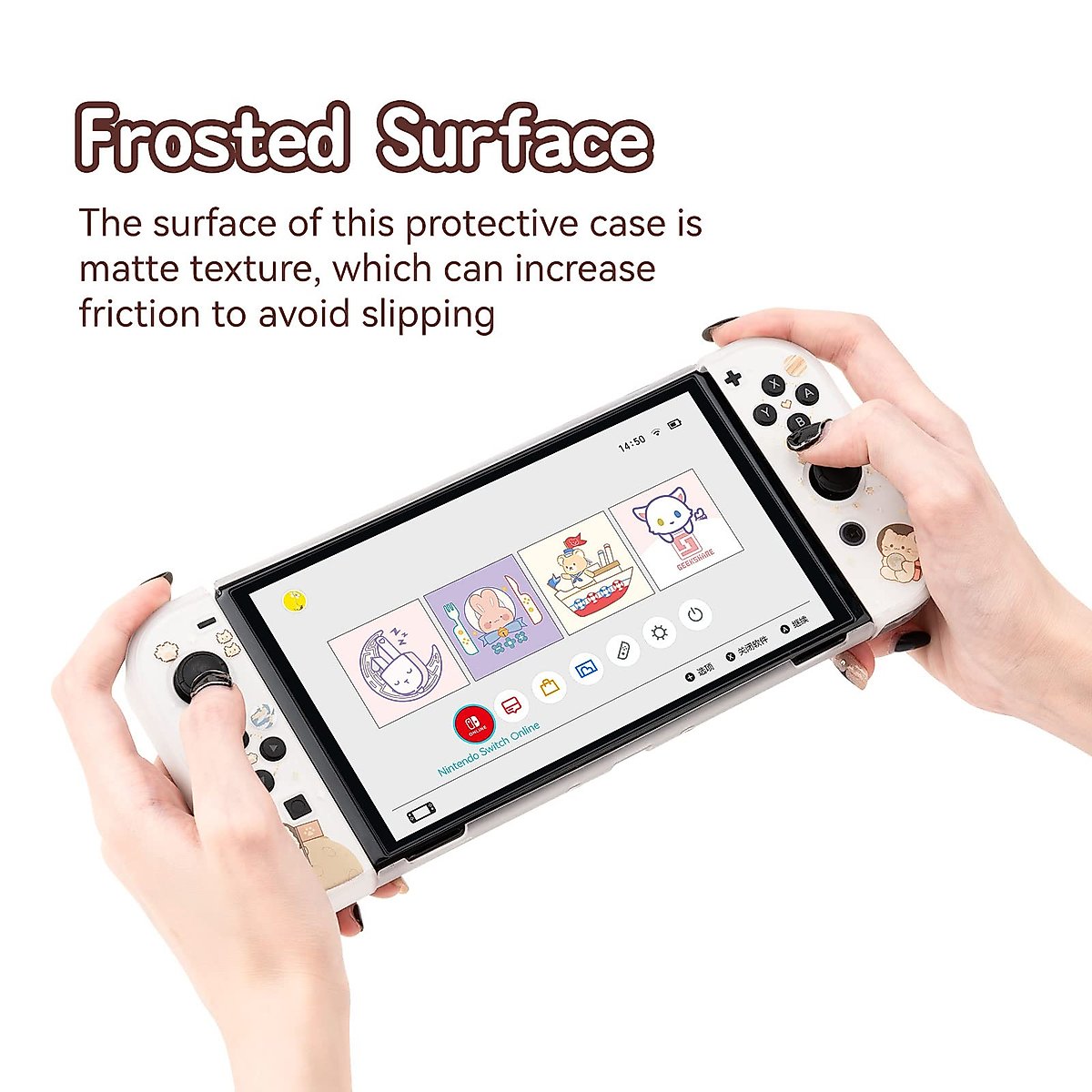 GeekShare Protective Case Slim Cover Case Compatible with Nintendo Switch OLED and Joy-Con - Shock-Absorption and Anti-Scratch - Space Cat