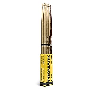 Promark Drum Sticks - 5A Drumsticks - Rebound - Made from Hickory Wood - Drum Accessories - Acorn Tip Drum Sticks -3 Pairs of Rebound 5A + 1 Pair of FireGrain 5A