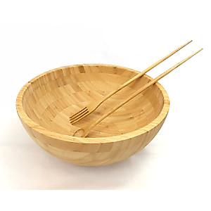 JapanBargain 3789, Bamboo Cooking Chopsticks with Spoon and Fork 3-in-1 Taste and Cook Cooking Utensil for Deep Frying Shabu Hot Pot Noodles, 13 inch Long, 1 Pair