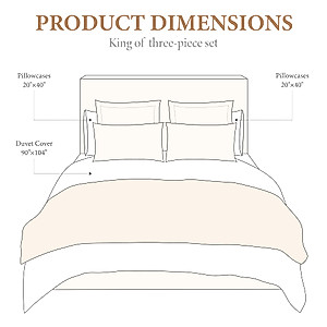 cebihy 100% Linen Duvet Cover Set King 3 Pieces, French Normandy Flax Linen, Cooling, Soft, and Breathable Linen Bedding Set - 1 Duvet Cover 90"x 104", 2 Pillowcases 20"x 40" (White)