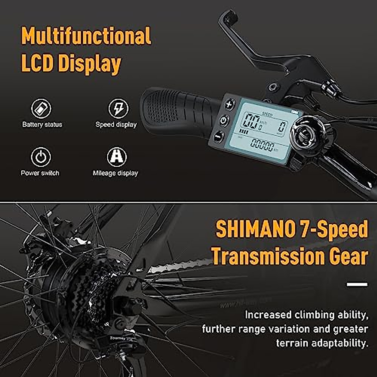 HITWAY Electric Bike for Adults, 26" × 2.125/3.0/4.0 Fat Tire E Bike 12Ah/15Ah Removable Electric Bicycle, 500W/750W Mountain Bike Snow Beach Bicycle with 7 Gears, UL2849 Certified