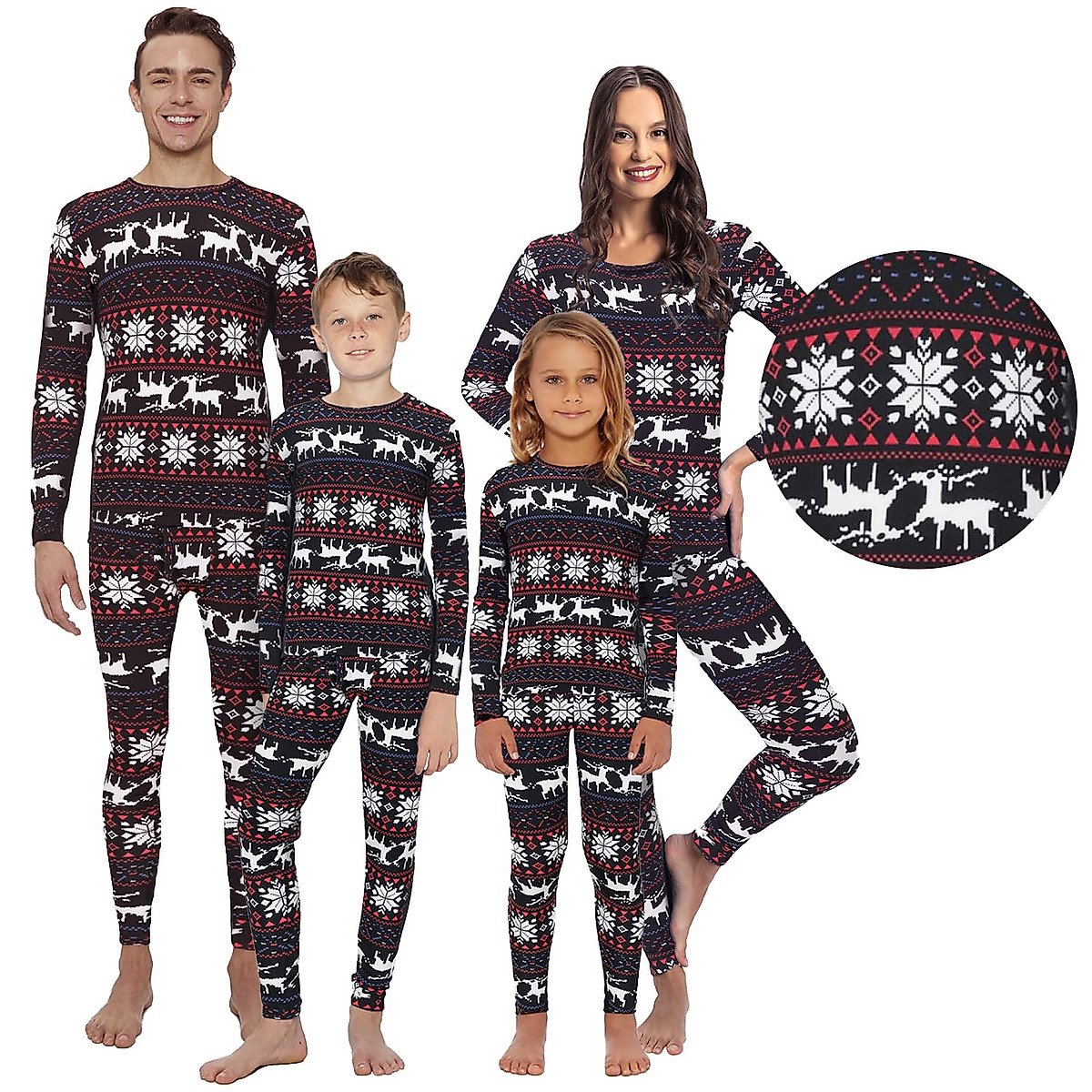 Rocky Christmas Reindeer Thermal Underwear - Pajamas Sets For Full Family (Men, Women, Boys & Girls) Long Sleeve Matching Merry Xmas Top And Bottom PJs (Women - 2X-Large)