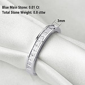 Newshe Jewellery Wedding Bands Eternity Rings for Women AAAAA Cubic Zirconia Princess 925 Sterling Silver Size 5.5