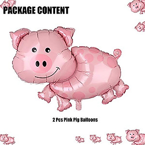 2 Pcs Pink Pig Shaped Jumbo Mylar Foil Balloon Farm Animal Themed Party Decorations Birthday Baby Shower Decor Supplies