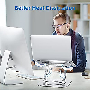 MCHOSE Adjustable Laptop Stand for Desk, Ergonomic Laptop Riser with 360° Rotating Base, Foldable Notebook Computer Holder Stand Compatible with MacBook Air Pro, Dell XPS, More 10-17" Laptops, Silver