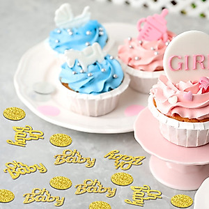 160 Pieces Baby Shower Confetti Gold Confetti Glitter Gold Decorations Baby Shower Party table Decorations Crown Confetti Baby Circle Dots Confetti for Baby Shower Parties (Baby, Circle Dot Style)