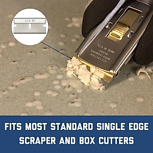 AccuTec Pro Single Edge Aluminum Backed Razor Utility Blades with Display - 100-Pack - .009" Made of High Carbon Steel for Edge Flexibility and Durability - APBL-7065