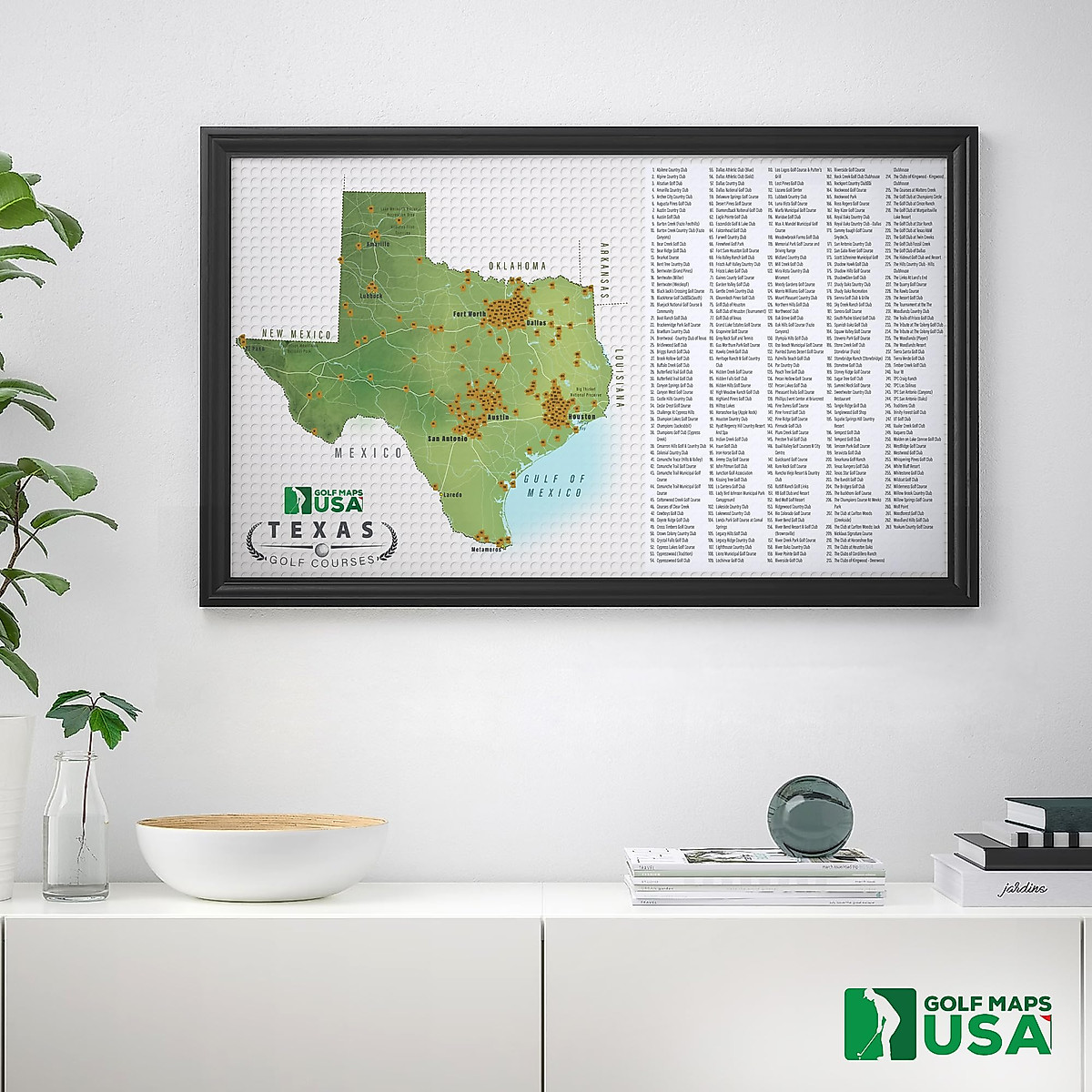 Golf Maps USA Texas State Golf Scratch Map with 263 Courses - Scratch-Off Golf Print with Eye-Catching Red Flags - Golfing Wall Decor - Unique Poster Gift for Golfers (Updated June 2023)